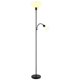 Globo LIGHTING Stehlampe &raquo;HINTON&laquo; E27 1 Stk. Stehleuchte, Opal, Druckschalter, Flexo, E27/E14 schwarz 1, &Oslash; 26cm H: 178,7cm, 1 Stk.