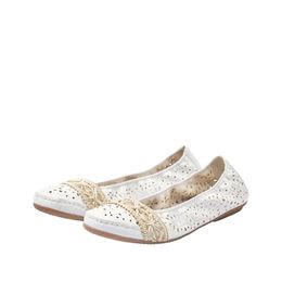 Rieker Damen Ballerina Slipper, Flache Schuhe mit Rundum-Gummizug wei&szlig; 40 (6,5)