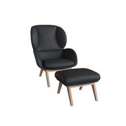 FLEXLUX Ohrensessel &raquo;Adria&laquo; Stil & Komfort, organische Form, Fu&szlig; Eiche schwarz 100% Echteder Echtleder, B/H/T: 78cm x 100cm x 96cm