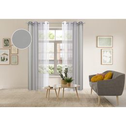 OTTO home Gardine &raquo;Nivva&laquo; &Ouml;sen 2 Stk. tlg. Transparent, &Ouml;sen- Aufh&auml;ngung, Pflegeleicht, 2er Set grau Polyester 145cm, &Ouml;sen, 140cm