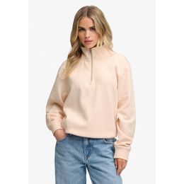 Superdry Damen Sweatshirt "SIGNATURE EMB HALF ZIP"rose blush pink, Gr. XL, unifarben, Sweatware, Obermaterial: 60% Baumwolle, 40% Polyester,