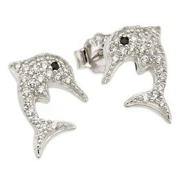 Firetti Damen Paar Ohrstecker &raquo;Delphin-Optik Silber 925&laquo; mit Zirkonia (synth.) Silber 925 (Sterlingsilber)