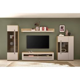 Home Affaire Wohnwand &raquo;Cantara, Anbauwand, Wohnzimmer-Set, in Eiche Evoke, Wei&szlig; oder Kaschmir&laquo; Set, 4 Stk. tlg. beige Holzwerkstoff B/H/T: 350cmcm x 