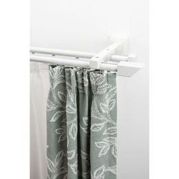Garesa Gardinenschiene &raquo;Cubus, Quadros Innenlauf&laquo; 2 l&auml;ufig-l&auml;ufig Wunschma&szlig;l&auml;nge Innenlauf-Vorhanggarnitur, verl&auml;ngerbar, Holz-Aluminium wei&szlig; B/L: 