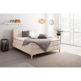 OTTO home Boxspringbett &raquo;Jelle&laquo; 5 Stk. tlg. zertifizierte, recycelte Bezugsstoffe, verschiedene Ausf&uuml;hrungen beige Polyester Struktur (recyceltes 