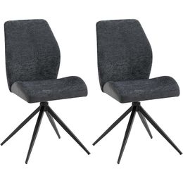 ByLiving Esszimmerstuhl &raquo;Snap 2er-Set&laquo; (Set) 2 Stk.mit 360 Grad Drehfunktion, Vintage Mikrofaser und Boucle Stoff grau Metall, Polyester, Stoff B/H/T: