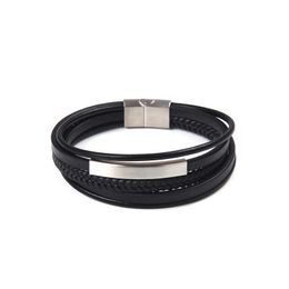 Firetti Armband &raquo;stylisches Design im sportlich-eleganten Stil, mehrreihig&laquo; schwarz 23cm, Edelstahl Leder