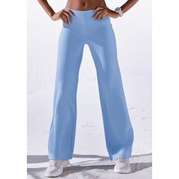 Lascana Damen Sporthose, blau, Gr. S, unifarben, Trikot, Obermaterial: 67% Polyester, 28% Modal, 5% Elasthan, Hosen, Seamless-Sporthose aus