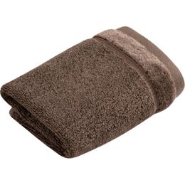 Vossen Seiftuch &raquo;Pure&laquo; Waschlappen im Set, Baumwolle & VEGAN, mit eleganter Veloursbord&uuml;re braun Baumwolle B/L: 30cmx30cm, 3 Stk.