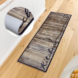 Hanse Home K&uuml;chenl&auml;ufer &raquo;Kitchen Herz&laquo; rechteckig 5 mm H&ouml;he L&auml;ufer, Rutschfest, K&uuml;chenteppich, K&uuml;che, Teppich, Pflegeleicht braun Kunstfaser B : 50cm 
