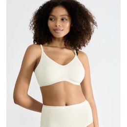 Sloggi Damen Sloggi Soft-BH &raquo;GO Daily Cotton&laquo; Glanz-Effekt Details, tiefer V-Ausschnitt, ohne B&uuml;gel wei&szlig; S, N-Gr