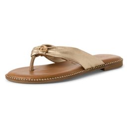 Tamaris Damen Dianette , Zehentrenner, Sommerschuh mit gl&auml;nzenden Nieten am Sohlenrand gold 37