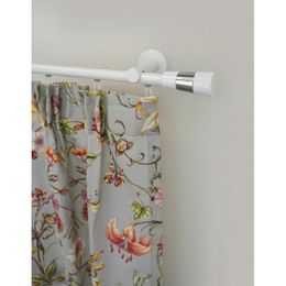 Garesa Gardinenstange &raquo;WHITE&laquo; &Oslash; 20 mm 1 l&auml;ufig-l&auml;ufig Wunschma&szlig;l&auml;nge Vorhanggarnitur, Innenlauf, verl&auml;ngerbar, Wandmont., Endknopf 2-f&auml;rbig wei&szlig; Eisen