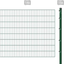 Arvotec Einstabmattenzaun &raquo;ESSENTIAL 160 zum Aufschrauben&laquo; Zaunh&ouml;he 160 cm, Zaunl&auml;nge 2 - 60 m gr&uuml;n Kunststoff, Stahl H/L: 160cm x 28m, Pfosten: 15 Stk.