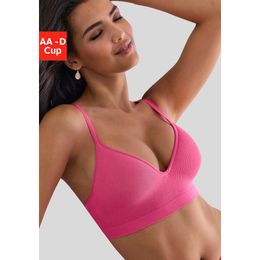 Lascana Damen Lascana Push-up-BH &raquo;COMFY BRA&laquo; ohne B&uuml;gel aus Baumwolle mit Struktur, bequemer BH pink 70, Cup C