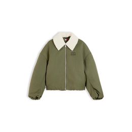 Tommy Jeans Damen Bomberjacke &raquo;TJW FUR COLLAR UTILITY BOMBER&laquo; Kunstfaser, mit Fellimitat gr&uuml;n XS (34)