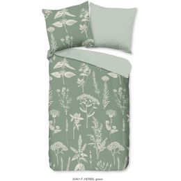 Good Morning Wendebettw&auml;sche &raquo;Herbs&laquo; 2 Stk. Biber, 135x200, Warm, Weich, Wendeoptik, Rei&szlig;verschluss, Simple, Gr&uuml;n gr&uuml;n Flanell, Obermaterial: 100% 