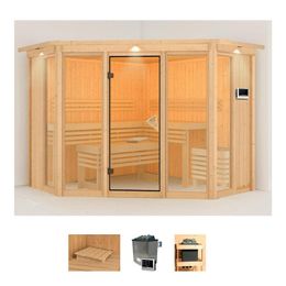 Karibu Sauna &raquo;Astrid 2&laquo; Set, Ofen 9 KW externe Strg easy beige Saunaofen, externe Steuerung, 9 kW