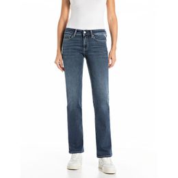 Replay Damen Bootcut-Jeans &raquo;NEW LUZ&laquo; mit gesticktem R an der Ges&auml;&szlig;tasche blau 28, L&auml;nge 34