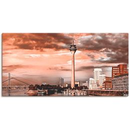Artland Leinwandbild &raquo;D&uuml;sseldorf Skyline III&laquo; Architektonische Elemente 1 Stk. tlg. auf Holzrahmen gespannt braun Leinwand B/H/T: 100cm x 50cm, Leinwandbild 