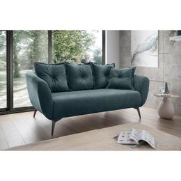 Home Affaire 2,5-Sitzer &raquo;Baggio, Breite 196 cm zeitlos & elegant, bequem&laquo; schwarze Metallf&uuml;&szlig;e blau 100% Polyester B/H/T: 196cm x 94cm x 103cm, Velours