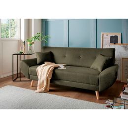 Home Affaire 3-Sitzer &raquo;Basta komfortable Wellenunterfederung, Breite 205cm, bodenfrei&laquo; gr&uuml;n (100% Polyester) Struktur fein (100% Polyester) Chenille B