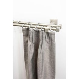 Garesa Gardinenstange &raquo;CUBUS&laquo; &Oslash; 20 mm 2 l&auml;ufig-l&auml;ufig Wunschma&szlig;l&auml;nge Vorhanggarnitur, verl&auml;ngerbar, Endkappe, mit Ringe grau Holzwerkstoff, Metall B/L