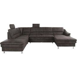 Sit & More sit&more Wohnlandschaft &raquo;Cardoso U-Form&laquo; mit Federkern und Kopfst&uuml;tzen, mit Schlaffunktion und Relaxfunktion grau Luxus-Microfaser 1 (100% Polyester);