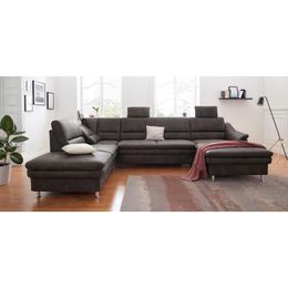 Sit & More sit&more Wohnlandschaft &raquo;Cardoso U-Form&laquo; mit Federkern und Kopfst&uuml;tzen, mit Schlaffunktion und Relaxfunktion grau Luxus-Microfaser 1 (100% Polyester);