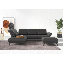 Home Affaire Ecksofa &raquo;Coco L-Form&laquo; Sitztiefen-, Arm- und Kopfteilverstellung, Cord-Bezug, Fu&szlig;h&ouml;he 15 cm grau 100% Polyester B/H/T: 294cm x 88cm x 