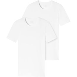 Schiesser Herren T-Shirt &raquo;95/5&laquo; 2er-Pack, mit Rundhalsausschnitt, Cotton-Mix, Single Jersey wei&szlig; 7 (XL)