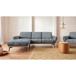 exxpo - sofa fashion Ecksofa &raquo;Palic, inkl. R&uuml;ckenverstellung, bequem, elegant, Breite 245cm, L-Form&laquo; vom Sofa zum Hochlehner. Hohe F&uuml;&szlig;e und Holzblende