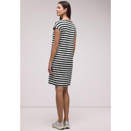 Street One Damen Jerseykleidshadowed navy, Gr. 44, gestreift, Jersey, 73% Viskose, 24% Polyester, 3% Elasthan, Kleider, im Streifendesign