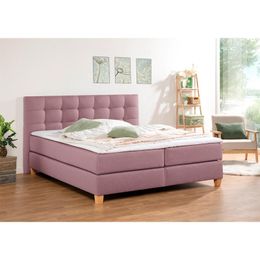 Home Affaire Boxspringbett &raquo;Moulay&laquo; inkl. Topper, in 3 H&auml;rtegraden, TFK auch in H&auml;rtegrad 4 lila Struktur, Liegefl&auml;che B/L: 180cm x 200cm Betth&ouml;he: 