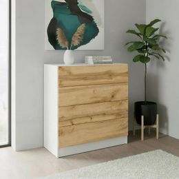 borchardt M&ouml;bel borchardt M&ouml;bel Kommode &raquo;Vaasa, Kommode mit 4 Schubk&auml;sten auf Kugelf&uuml;hrungen&laquo; wei&szlig; Holzwerkstoff B/H/T: 76cm x 79cm x 35cm