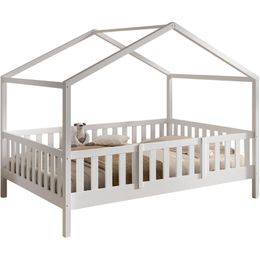 Vipack Hausbett &raquo;Dallas, Massivholzbett mit Dachaufbau umbaubar vom Boden- zum Daybett&laquo; inkl. Lattenrost, Rausfallschutz, Sprossen, 90 oder 140x200 cm breit,