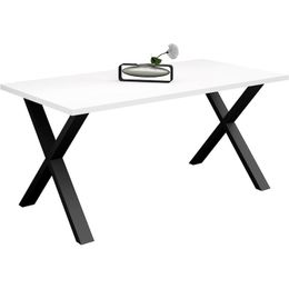 M&auml;usbacher Esstisch &raquo;Big System Metall&laquo; Metallgestell in X Form schwarz-wei&szlig; B/H/T: 140cm x 78cm x 90cm