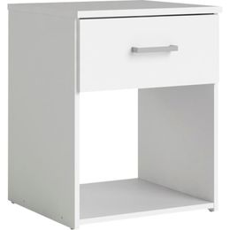 Home Affaire Nachtkommode &raquo;Spce&laquo; Mit grauem Stangengriff, einfache Selbstmontage, f&uuml;r Schlafzimmer wei&szlig; Holzwerkstoff B/H/T: 37,6cm x 47,5cm x 35,95cm