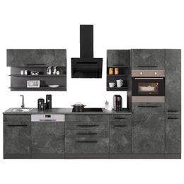 KOCHSTATION K&uuml;chenzeile &raquo;KS-Tulsa&laquo; ohne E-Ger&auml;te, Breite 320 cm, schwarze Metallgriffe, MDF Fronten bunt B/H/T: 320cm x 60cm