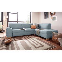 DOMO collection Ecksofa &raquo;Incanto kubische Formensprache, komfortabel, L-Form&laquo; wahlweise mit Bettfunktion blau B/H/T: 260cm x 81cm x 195cm, 