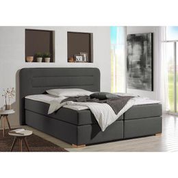 Home Affaire Boxspringbett &raquo;Manchester&laquo; 5 Breiten, 3 Ausf&uuml;hrungen, 2 H&auml;rtegraden, Topper, Steppung grau Strukturstoff-Bezug (100% Polyester) Struktur,