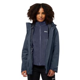 Jack Wolfskin Damen 3-in-1-Funktionsjacke "ROTWAND 3IN1 JKT W", blau, Gr. L, Obermaterial: 100% Polyester. Futter: 100% Polyester. Innenmaterial: