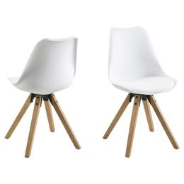 ACTONA GROUP Esszimmerstuhl &raquo;Dian&laquo; (Set) 2 Stk.Organisch geformter Sitz mit Kissen. Beine aus Massivholz Gummibaum wei&szlig; Polypropylen B/H/T: 48,5cm x 