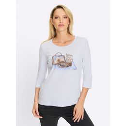 Heine Damen T-Shirt "T-Shirt"wei&szlig;, Gr. 46, bedruckt, gemustert, mehrfarbig, 95% Baumwolle, 5% Elasthan, Shirts