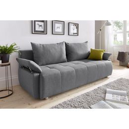 Collection AB Schlafsofa &raquo;Funtastic, B: 212 cm, Liegel. 145x187 cm&laquo; Schlaffunktion, Bettkasten, Armteilverstellung & Zierkissen, Federkern grau 