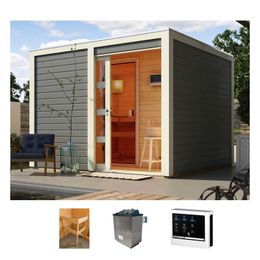 Konifera Saunahaus &raquo;Ruben&laquo; Set, Ofen 9 KW externe Strg easy grau Saunaofen, externe Steuerung, 9 kW