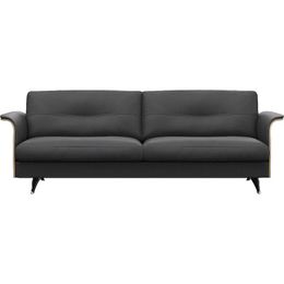 FLEXLUX 3-Sitzer &raquo;Glow, super bequem durch hochwertigem Sitzaufbau mit Federkern&laquo; Modernes skandinavisches Design schwarz 100% Echteder B/H/T: 224cm x