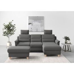 Sit & More sit&more Ecksofa &raquo;Far&ouml; L-Form&laquo; inklusive Federkern, wahlweise mit Schlaffunktion und Bettkasten grau B/H/T: 234cm x 90cm x 168cm, Luxus-Microfaser 