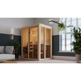 Karibu Sauna &raquo;Vivi 1&laquo; Set beige Bio-Ofen, externe Steuerung, 3,6 kW