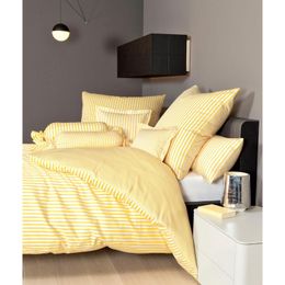 Janine Wendebettw&auml;sche &raquo;modernclassic 3912, 100% Baumwolle&laquo; 3 Stk. mit Rei&szlig;verschluss, Streifen Design gelb Mako-Satin, Obermaterial: 100% Baumwolle B/L: 